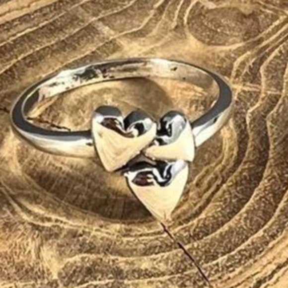 Boho Sol | Jewelry | Sterling Silver Triple Heart Stacker Layer Ring ...